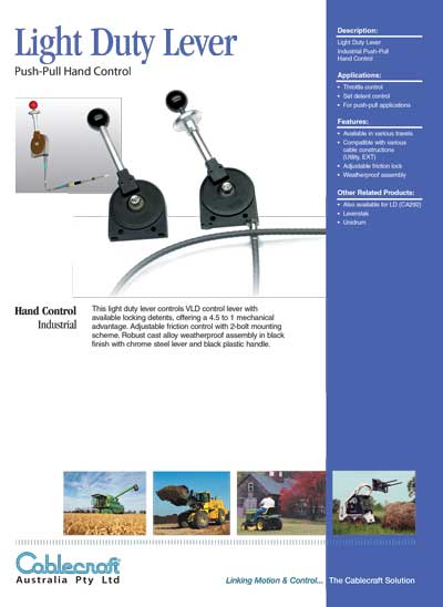 Australian Made Industrial Control Levers - Cablecraft Australia